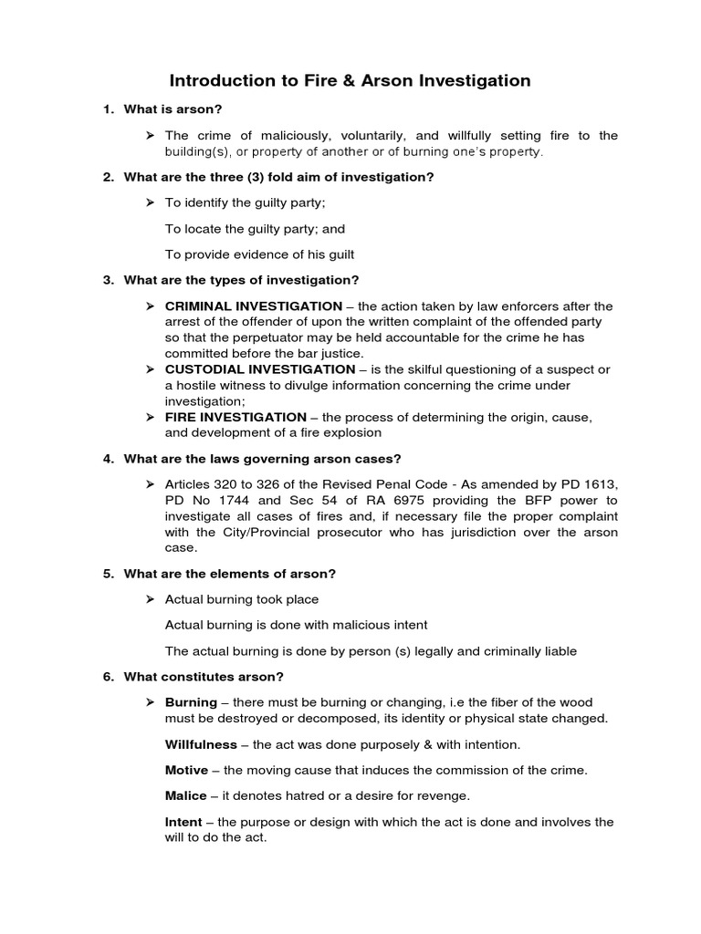 Introduction To Fire Handouts | PDF | Arson | Crime & Violence