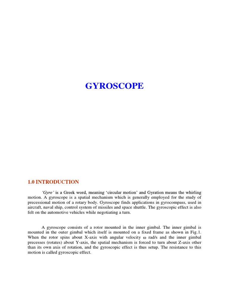 Gyroscope Theory of Machines | PDF | Rotation Around A Fixed Axis ...