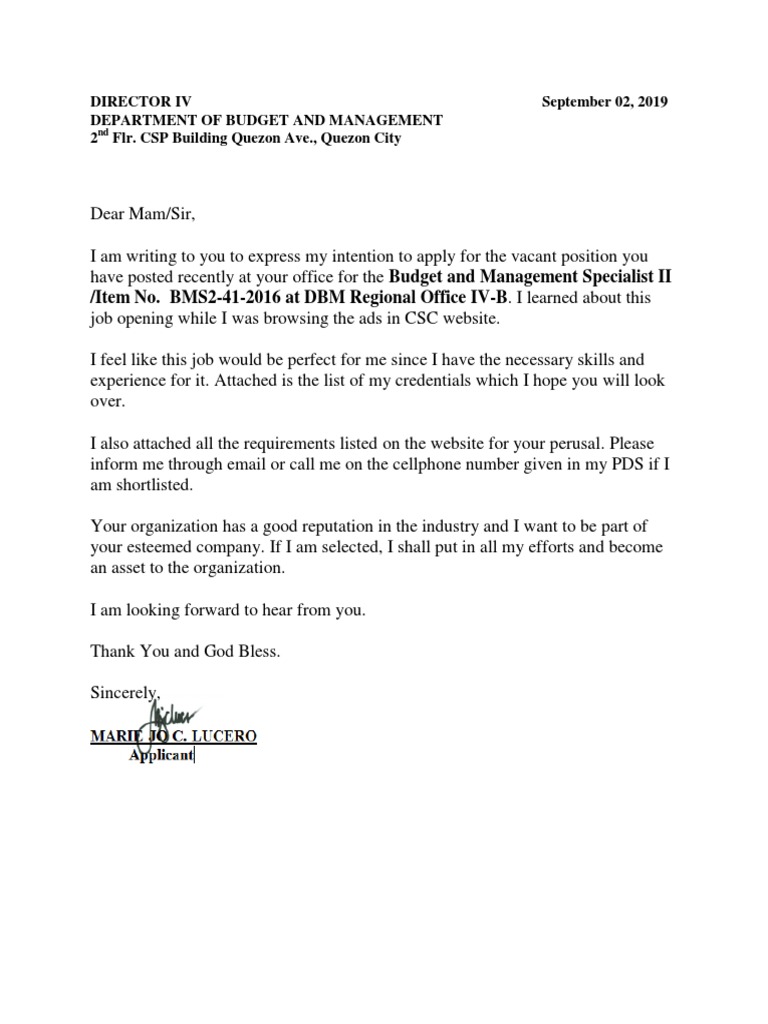 Application Letter - DBM | PDF | Career & Growth | Business