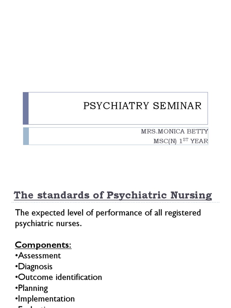 The Standards of Psychiatric Nursing | PDF | Mental Health | Psychotherapy