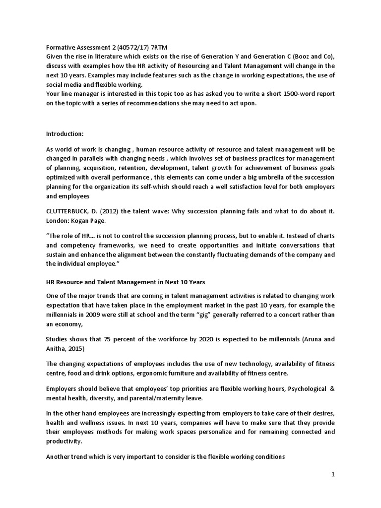 Formative Assessment 2 Example - Resource and Talent Management CIPD L ...