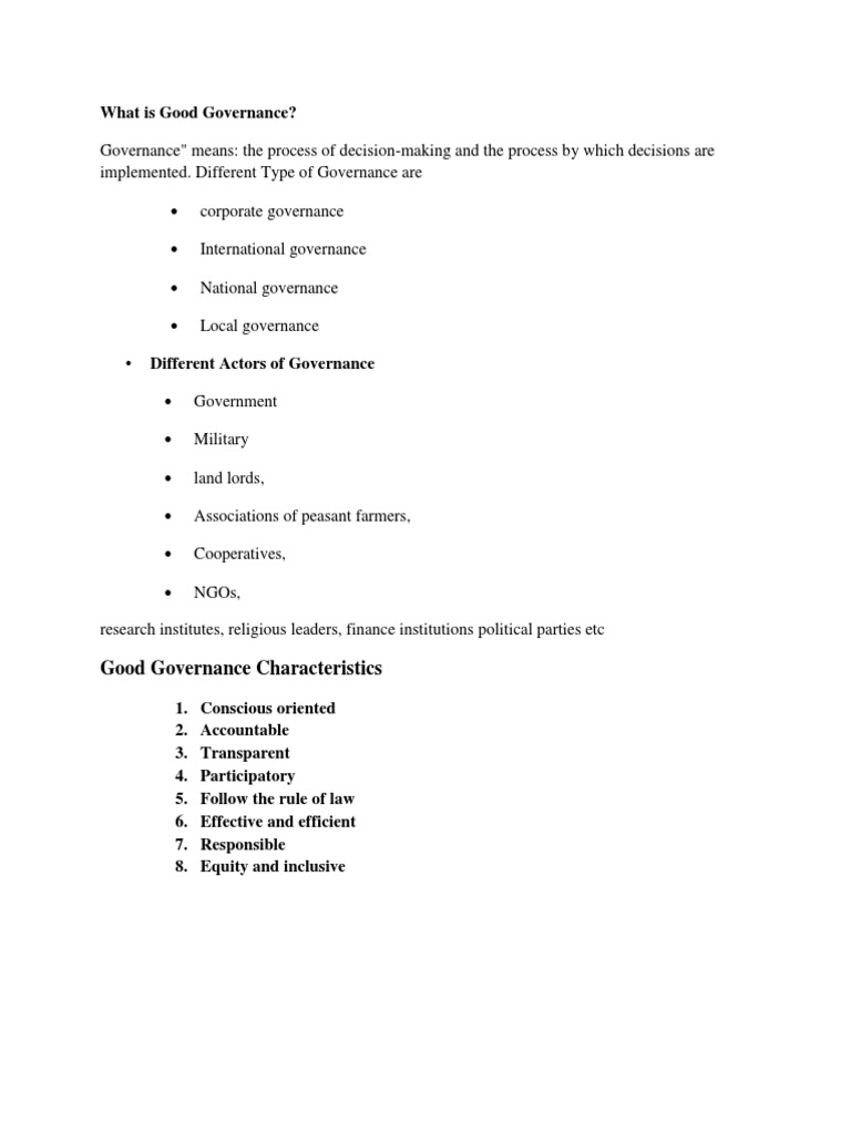 Understanding Good Governance | PDF | Career & Growth