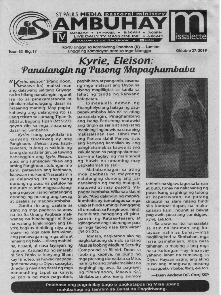 Sambuhay Tagalog Nobyembre 3 2019 | PDF
