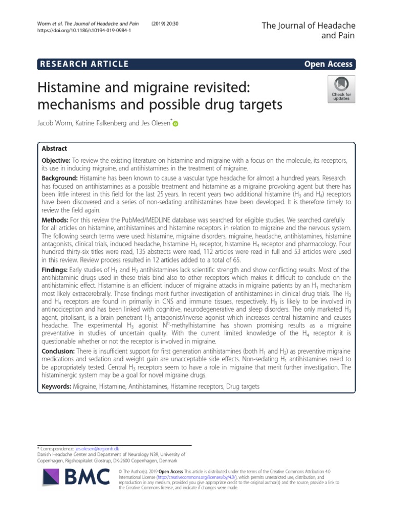 Histamine and Migraine Revisited: Mechanisms and Possible Drug Targets ...