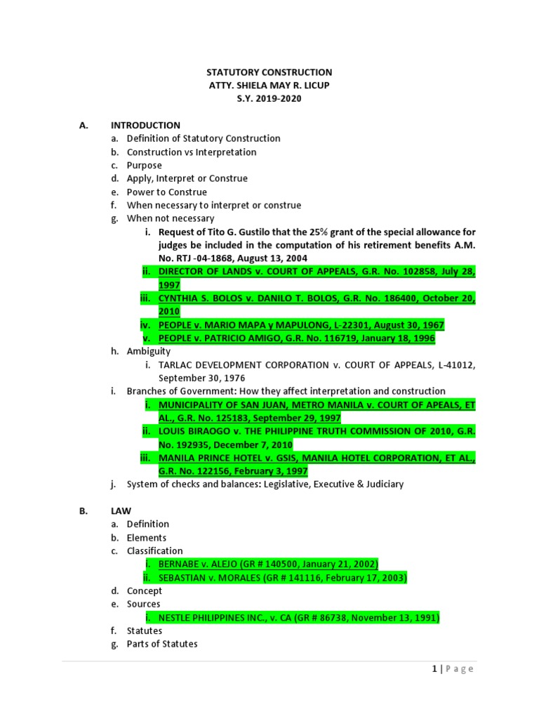 Statcon Syllabus | PDF | Statutory Interpretation | Commission On Elections (Philippines)