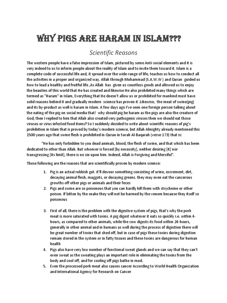 Why Pigs Are Haram in Islam???: Scientific Reasons | Download Free PDF ...