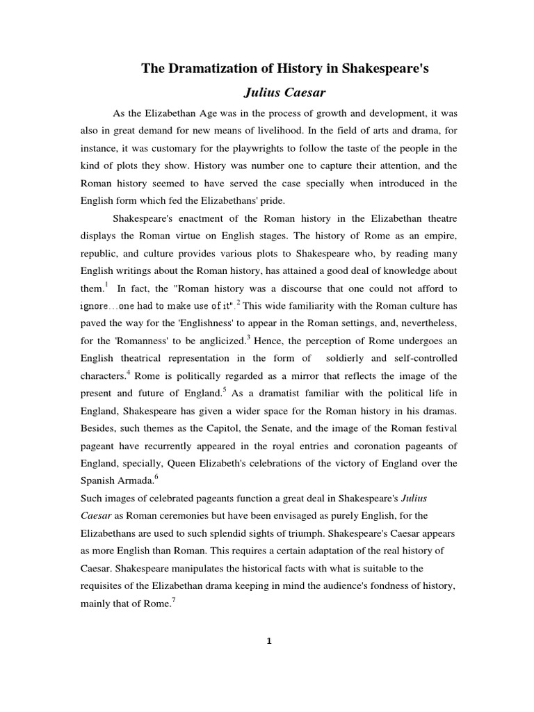 The Dramatization of History in Shakespeare's Julius Caesar | PDF ...