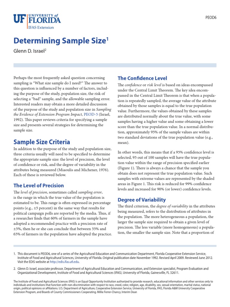 Determining Sample Size | PDF | Sample Size Determination | Sampling (Statistics)