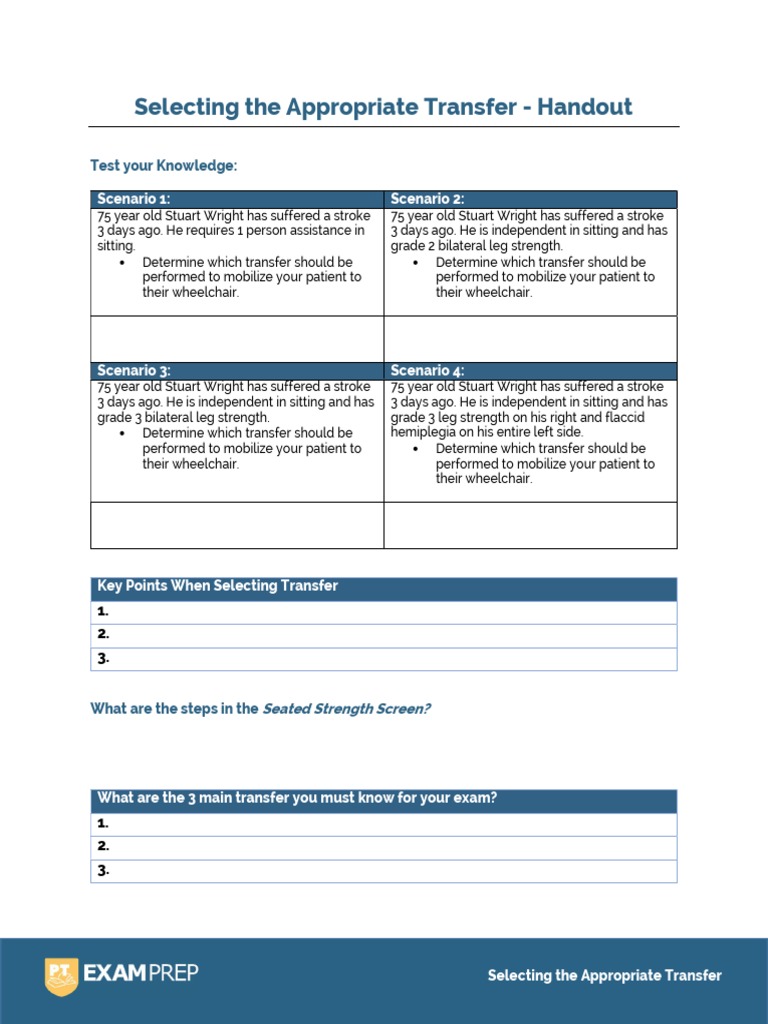 Selecting The Appropriate Transfer - Handout: Test Your Knowledge | PDF
