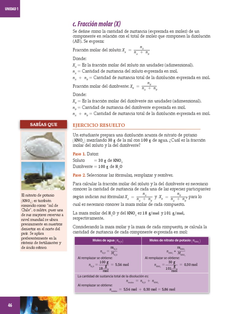 Fracción Molar | PDF | Enlace químico | Concentración