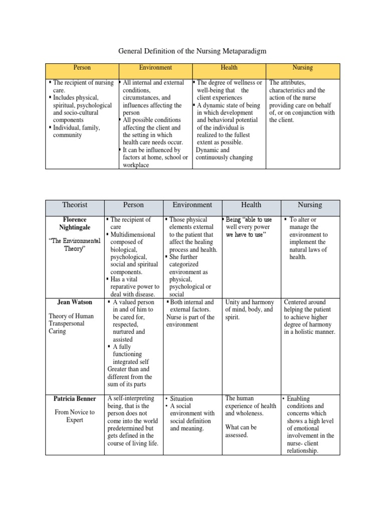 General Definition of The Nursing Metaparadigm | PDF | Nursing | Human