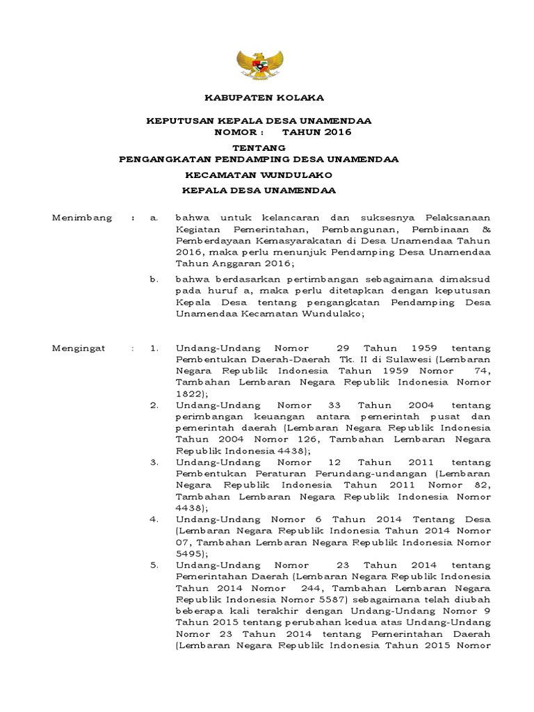 SK Pendamping Desa | PDF