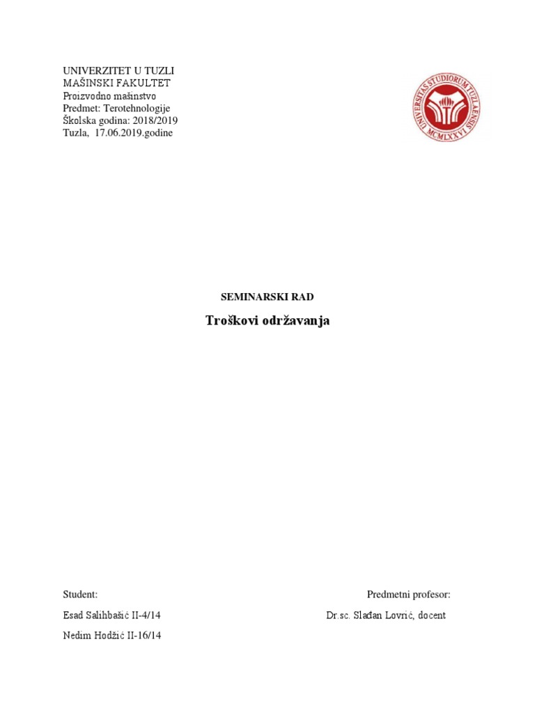 Troskovi Odrzavanja | PDF