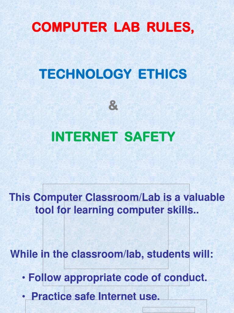 Computer Lab Rules,: Technology Ethics | PDF | Copyright | Internet