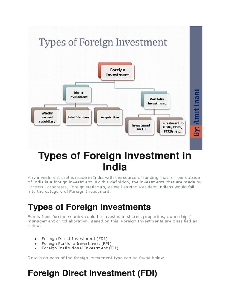 Types of Foreign Investment in India | PDF