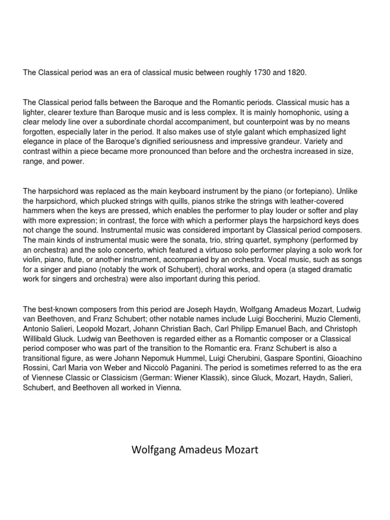 Wolfgang Amadeus Mozart | PDF | Classical Period (Music) | Classical Music