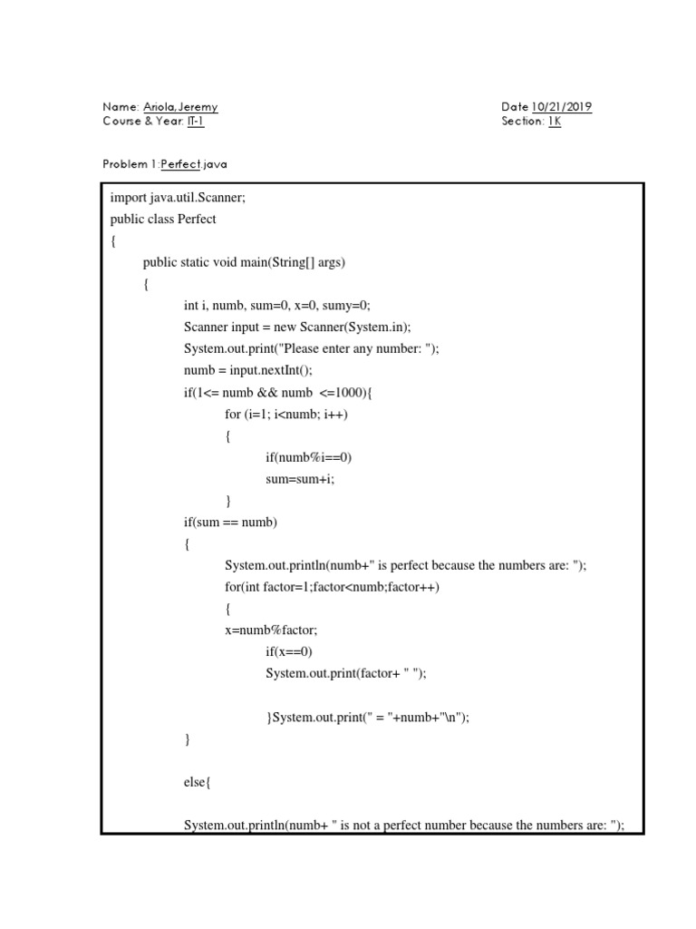 Exploring Perfect Numbers and Generating Multiplication Tables: A Study of Three Java Programs ...