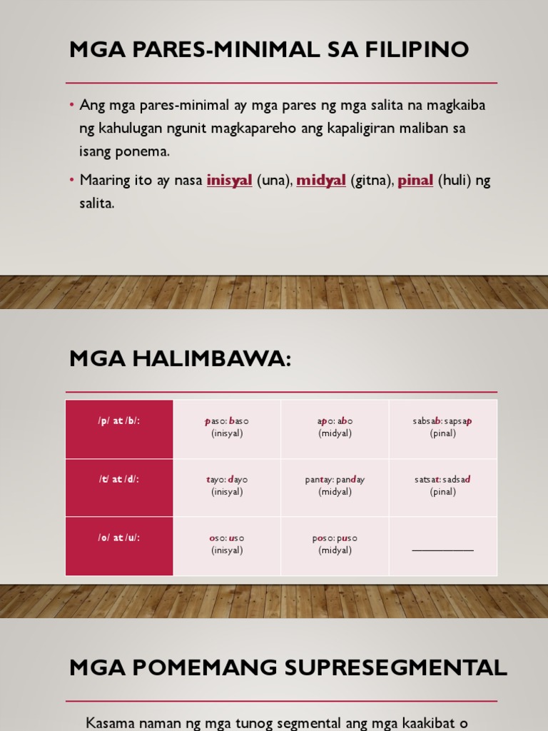 Filipino Report Pares Minimal Atbp.