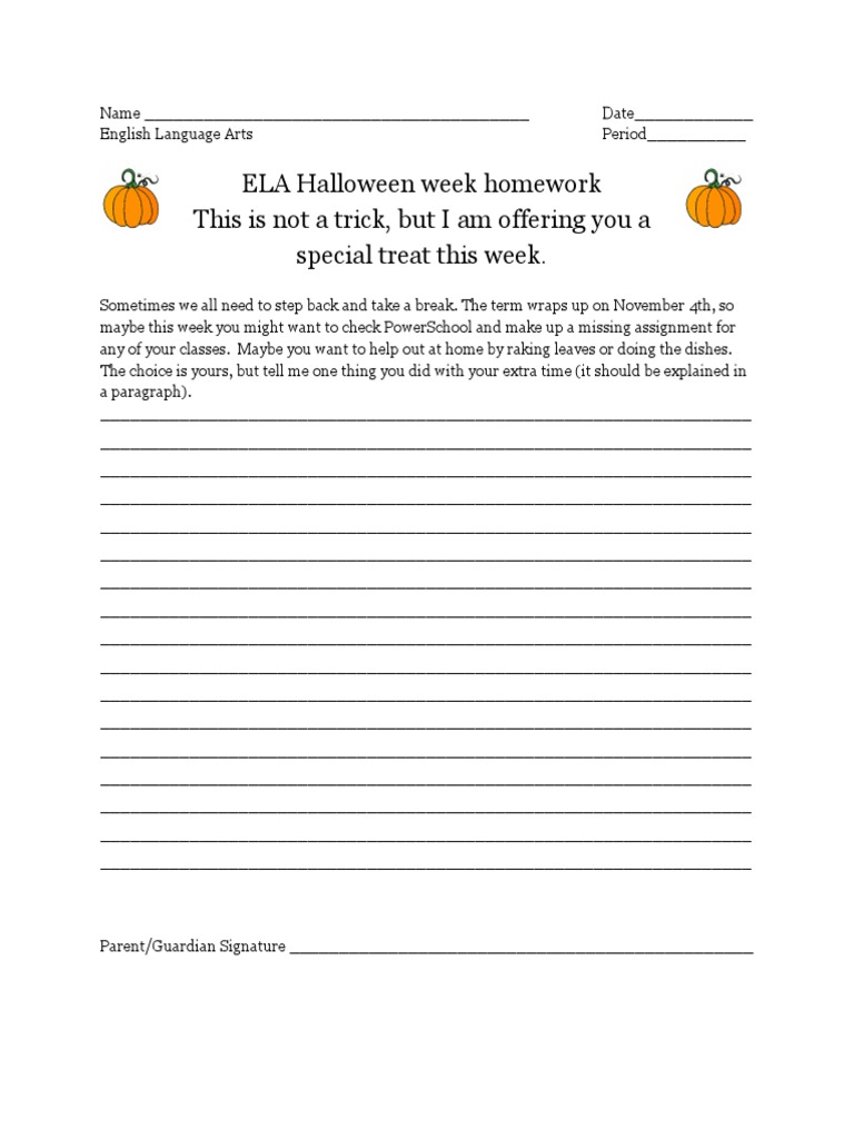 Halloween Homework | PDF