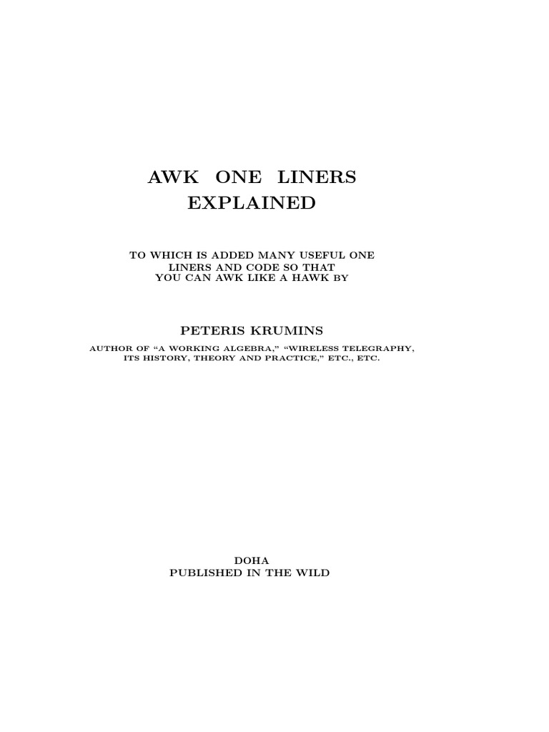AWK One-Liners Explained Guide | PDF