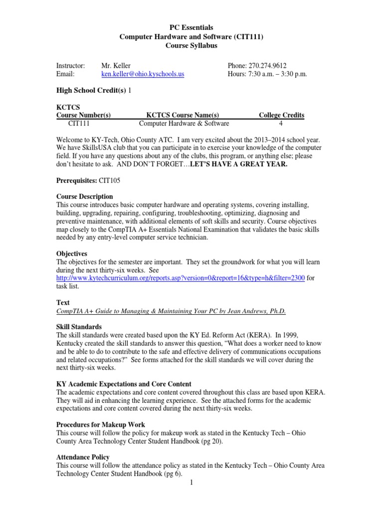 PC Essentials 13-14 Syllabus | PDF | Operating System | Personal Computers