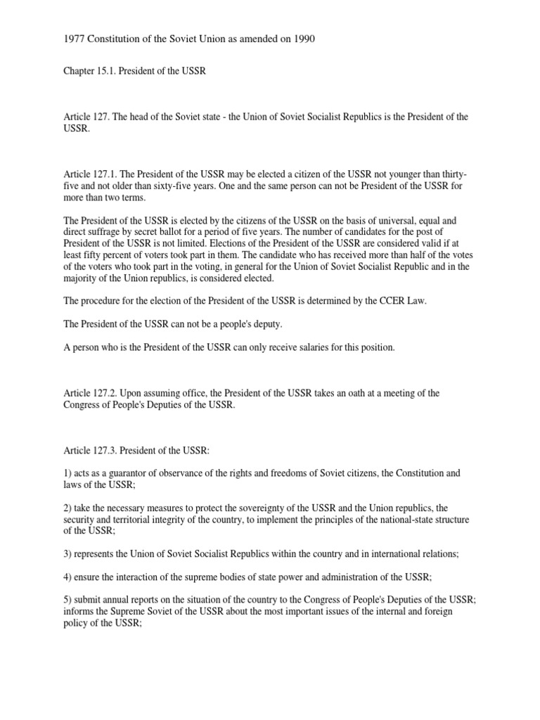 1977 USSR Constitution Overview | PDF | Politics Of The Soviet Union ...