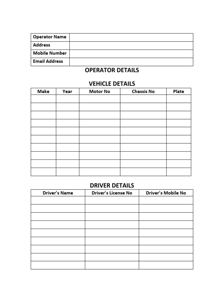 List of Vehicles and Drivers | PDF