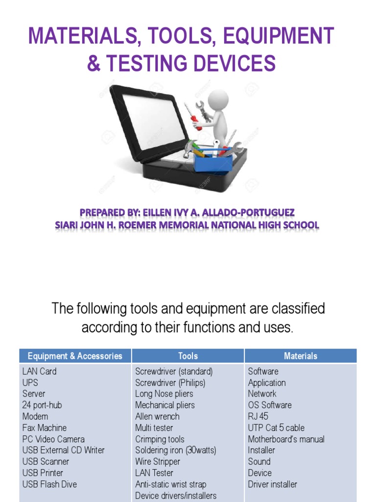 Materials, Tool and Equioments | PDF | Usb | Electrical Connector