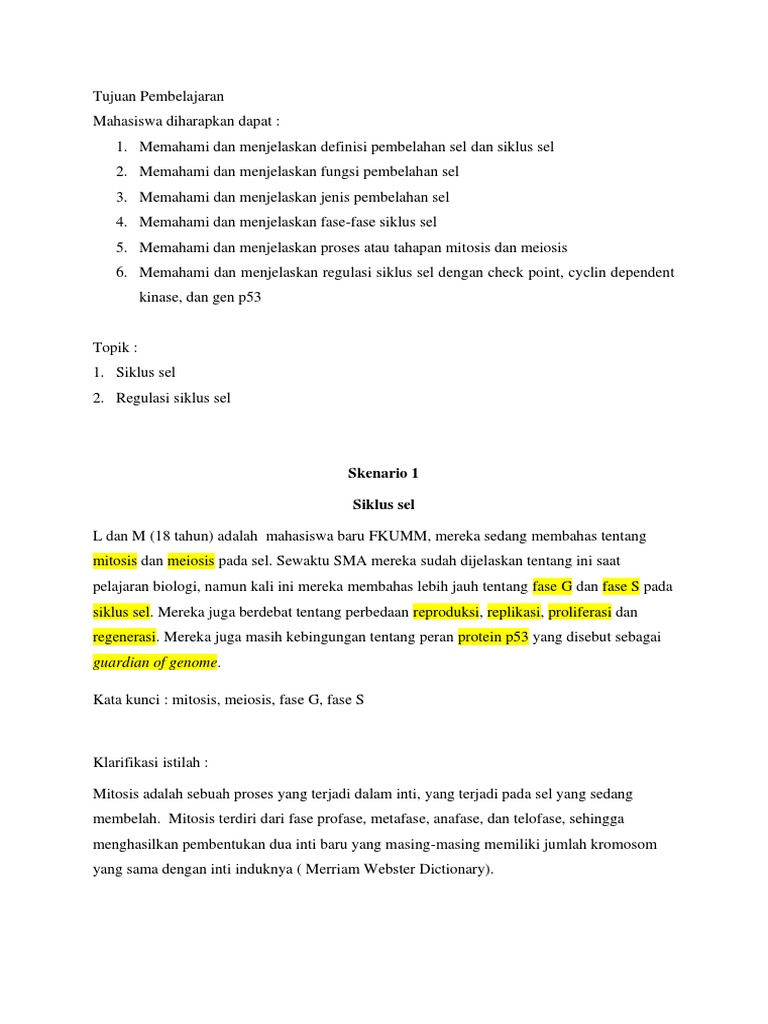 Blok Nms1 Skenario 1 Siklus Sel Annisa | PDF