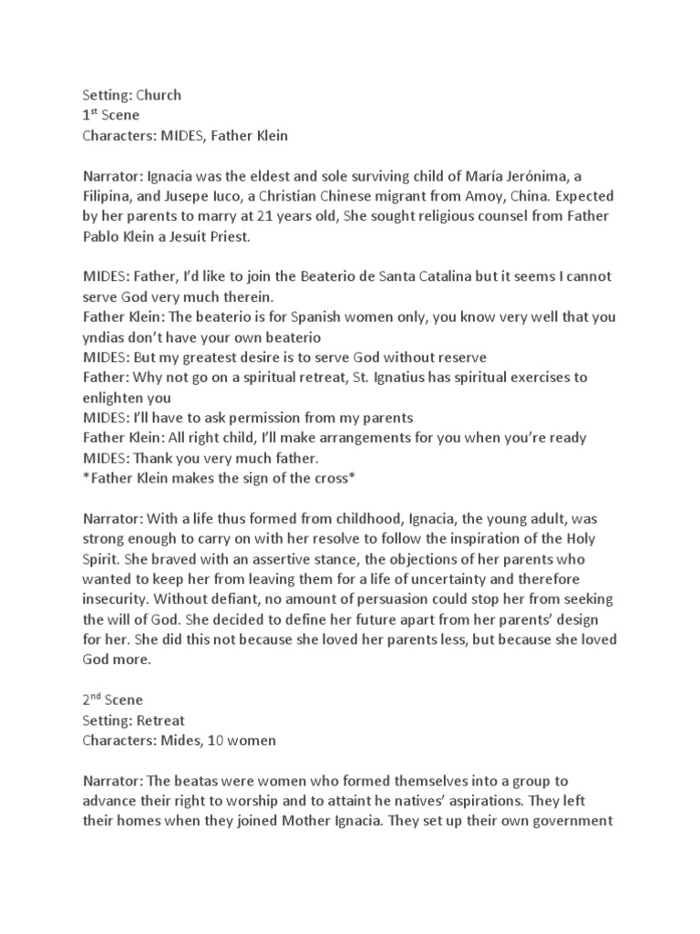 Skit Script | PDF | Nun | Spiritual Exercises Of Ignatius Of Loyola