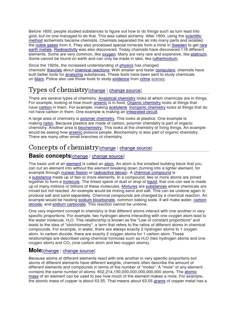 Types of Chemistry: Change Change Source | PDF | Chlorine | Chemical ...