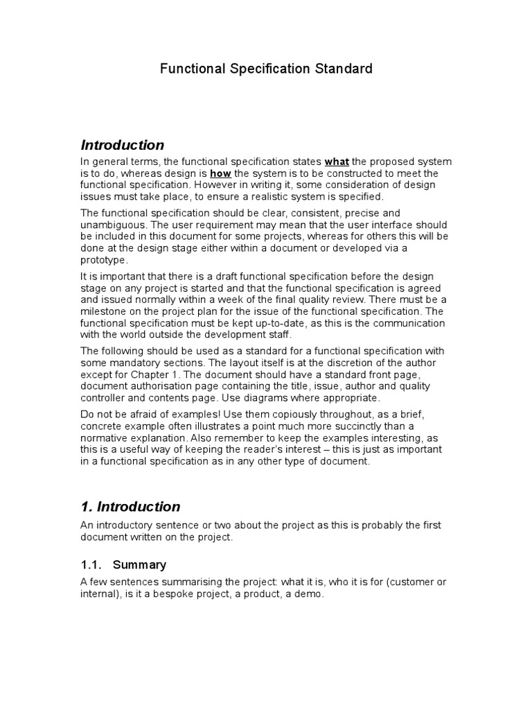 Functional Spec Standard | PDF | Specification (Technical Standard ...