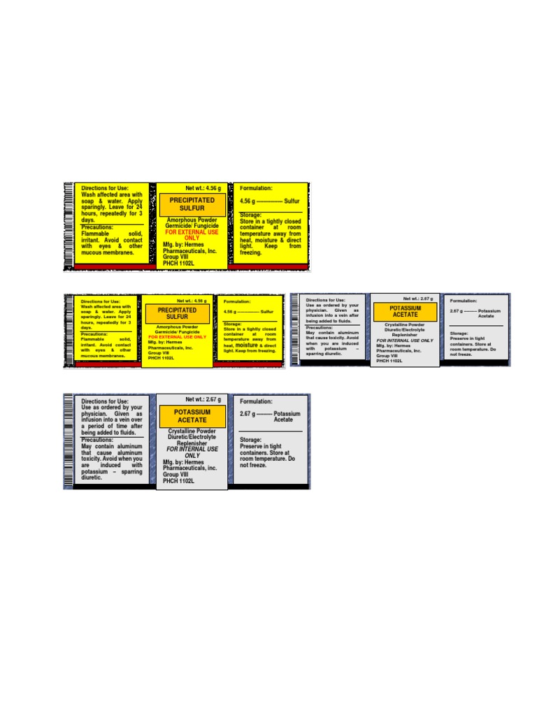 Precipitated Sulfur: For External Use Only | PDF | Intravenous Therapy ...