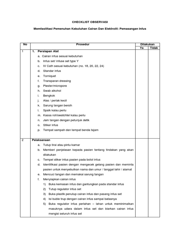 Checklist Observasi | PDF