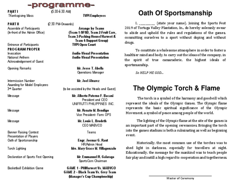 SportsFest Program (Back) | PDF | Sports | Leisure