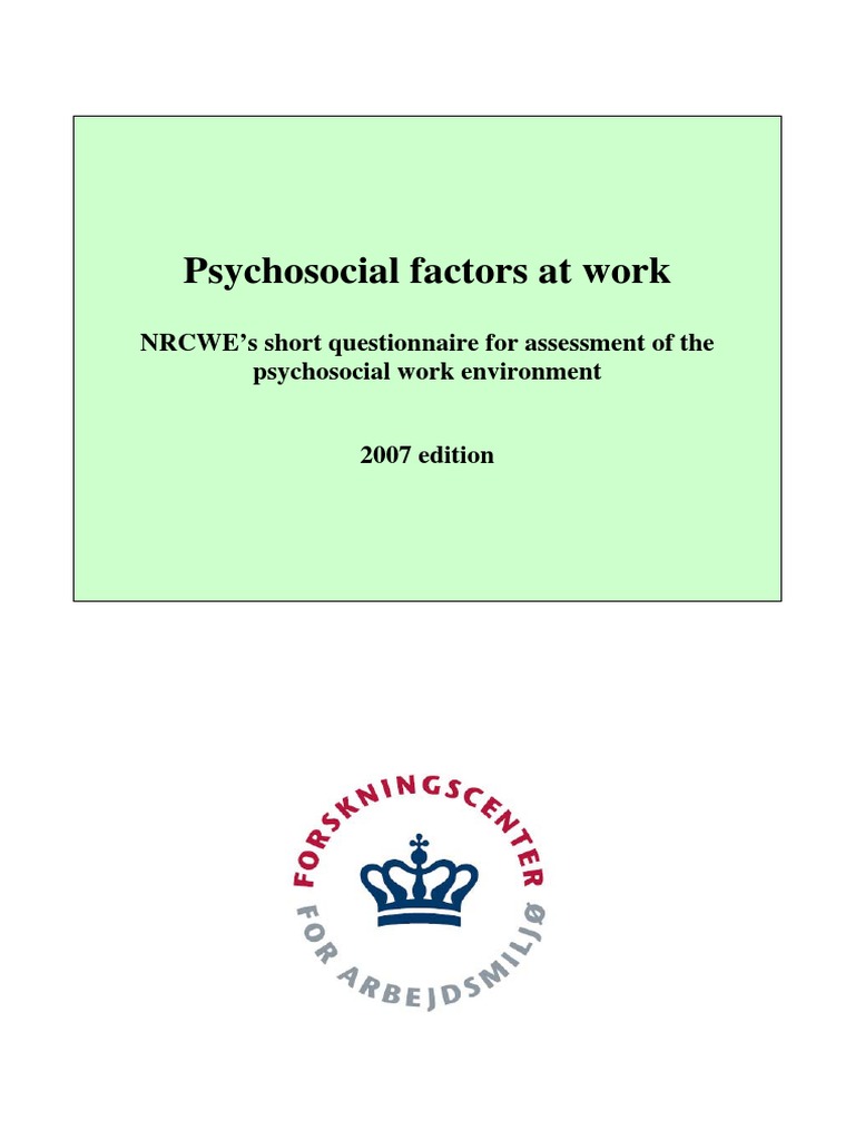 1 - Copsoq II Short Questionnaire English | PDF | Psychosocial ...