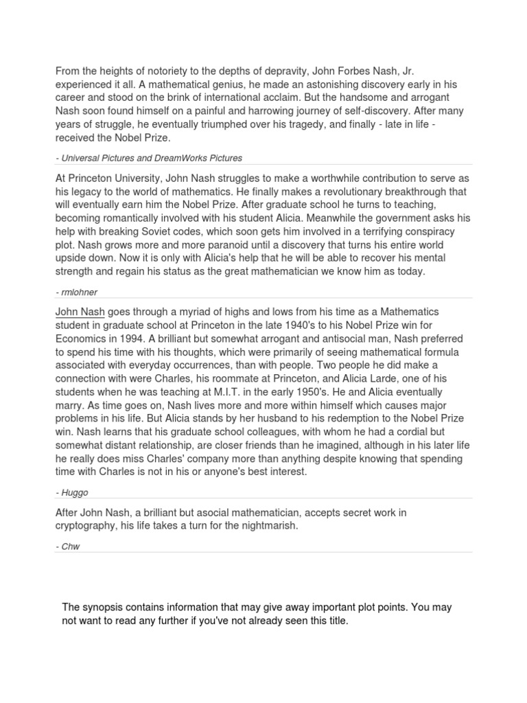 A Beautiful Mind: The Inspiring True Story of John Nash's Battle with ...