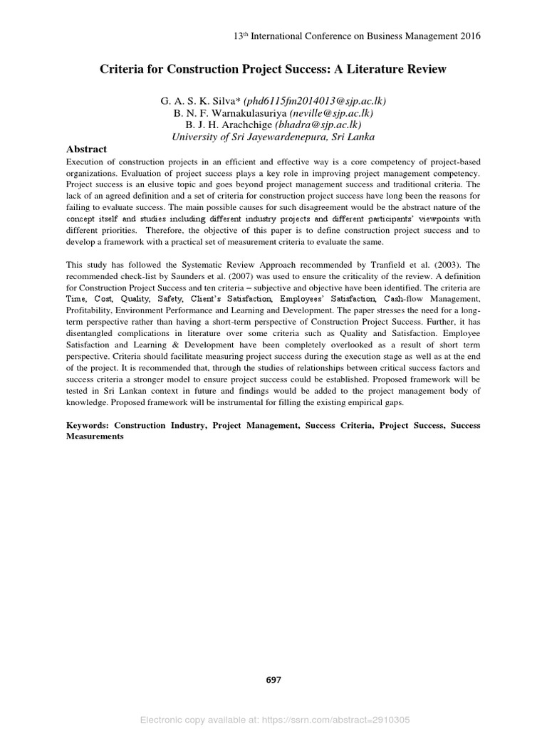 Defining Construction Project Success | PDF | Project Management ...