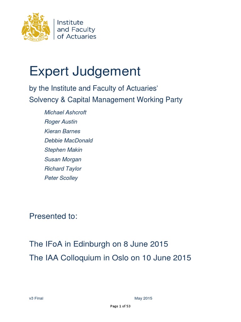 Expert Judgement | PDF | Expert | Value At Risk