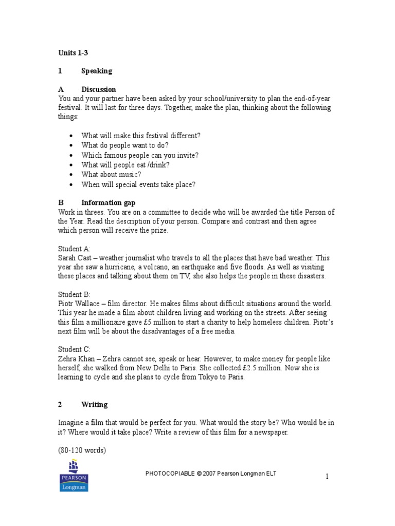 Speaking and Writing Activities | PDF