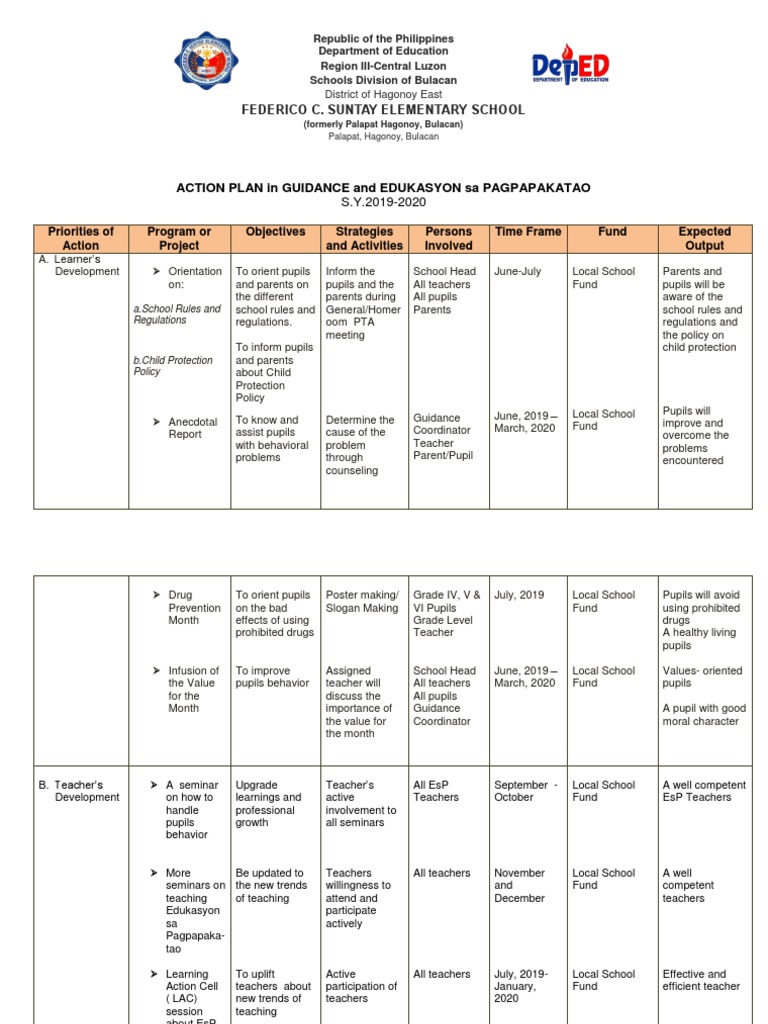 Action Plan | PDF | Teachers | Curriculum