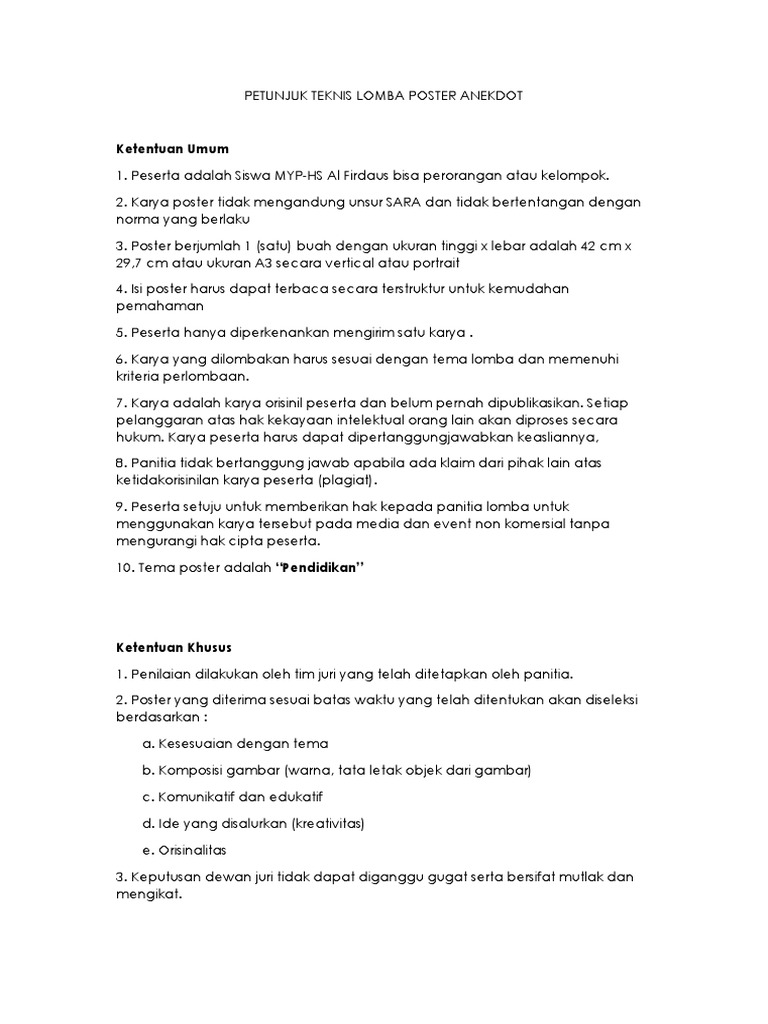 Petunjuk Teknis Lomba Poster Anekdot | PDF Petunjuk Teknis Lomba Poster Anekdot | PDF