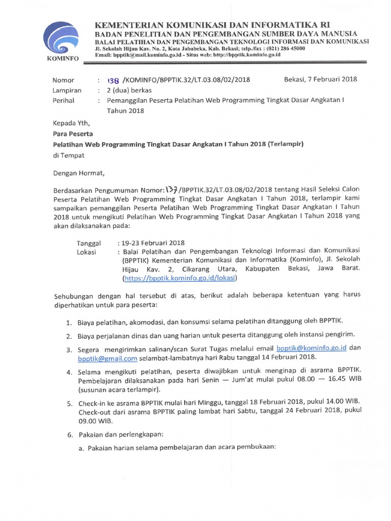 Surat Pustekkom | PDF