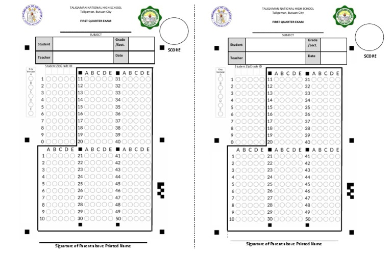 Zipgrade 50 Items 2 Per Page | PDF