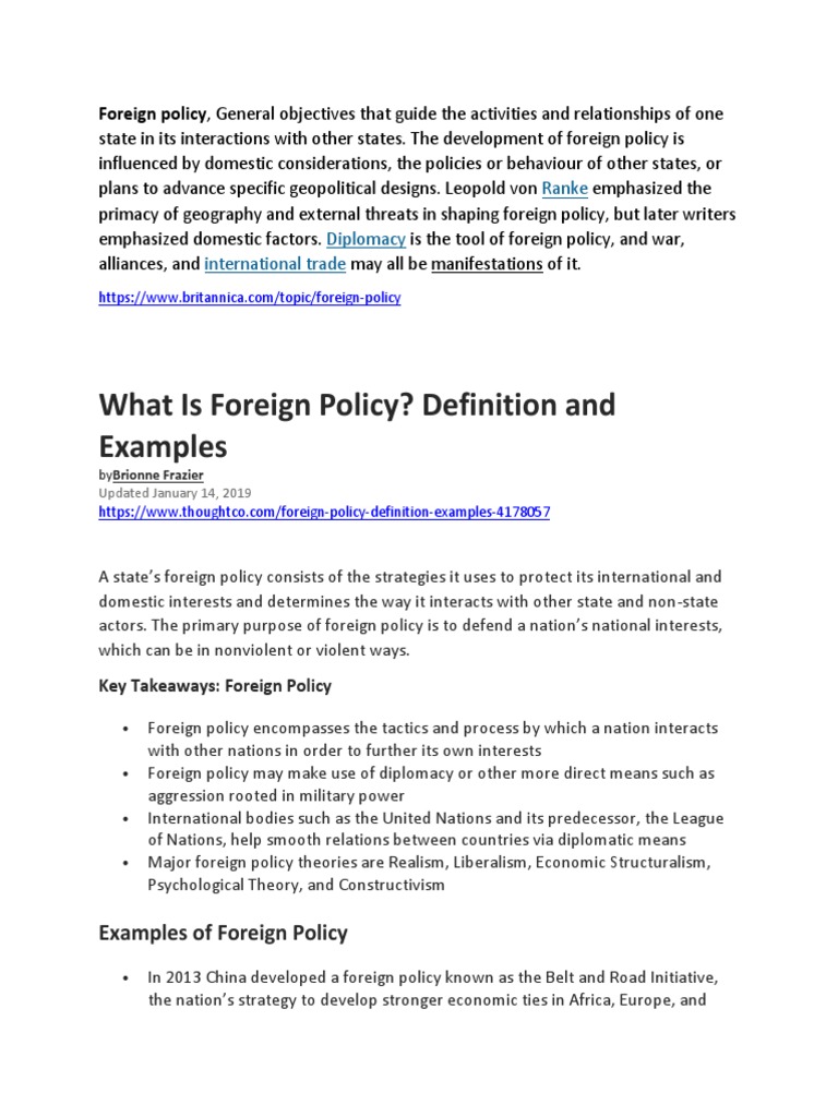 What Is Foreign Policy? Definition and Examples: Ranke Diplomacy ...