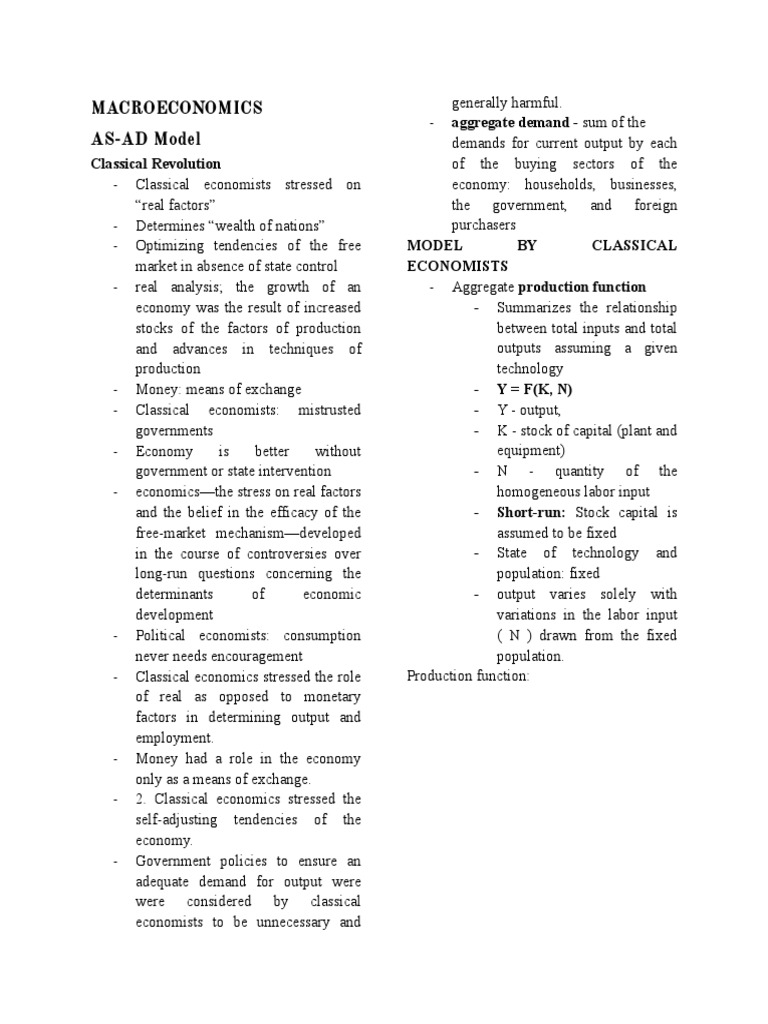 Macroeconomics AS-AD Model | PDF | Labour Economics | Marginal Cost