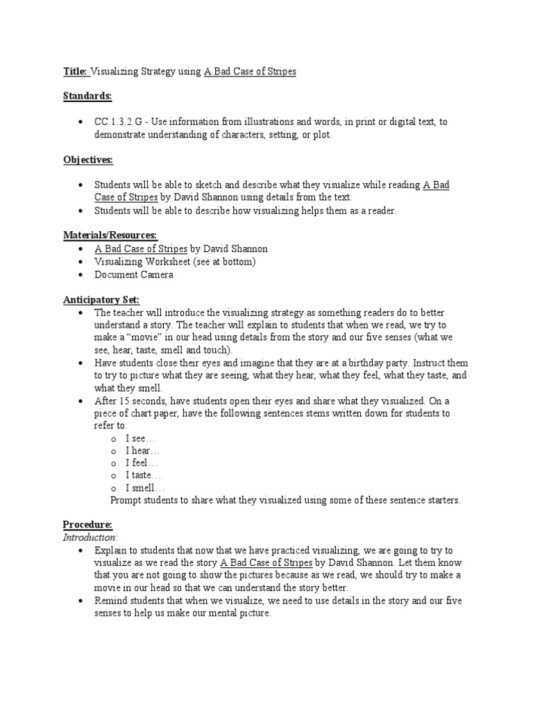 Visualizing Lesson Plan | PDF | Psychological Concepts | Cognitive Science