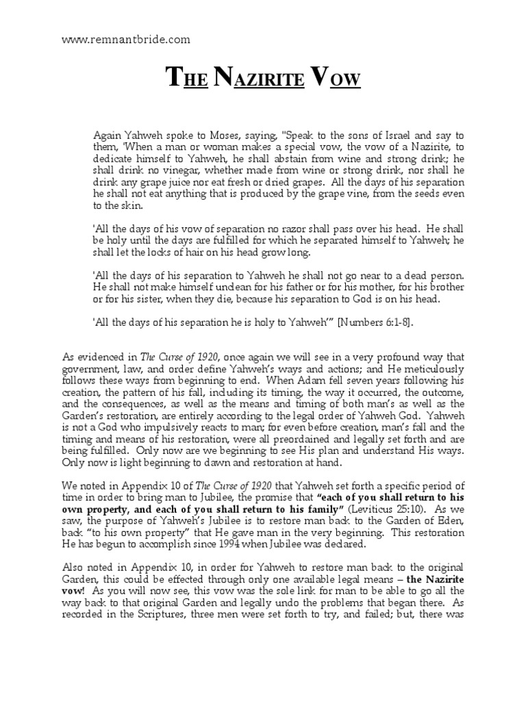 Nazirite Vow | PDF | Adam And Eve | John The Baptist