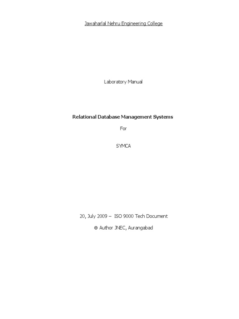 Lab Manual For RDBMS | PDF | Databases | Pl/Sql