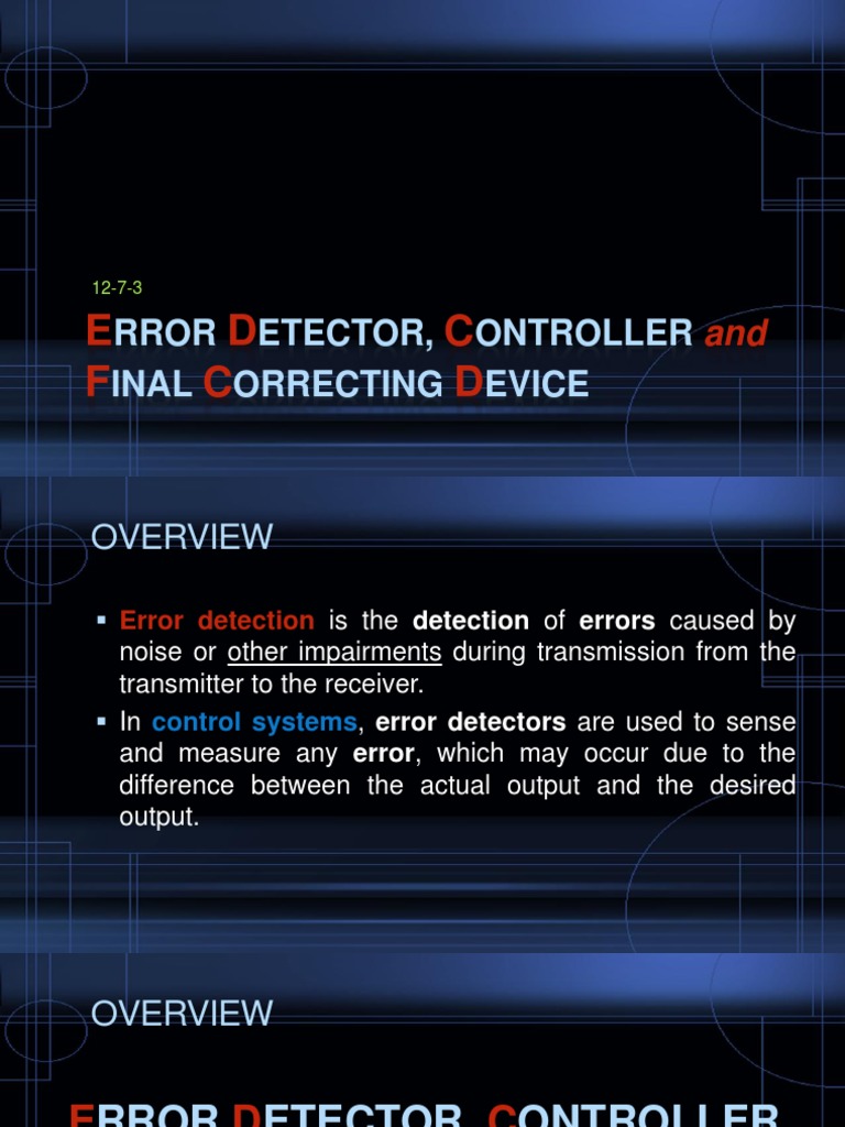 Error Detector Controller and Final Correcting Device | PDF ...